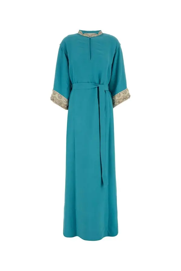 Valentino Garavani Silk Crepe Long Dress - Light Blue