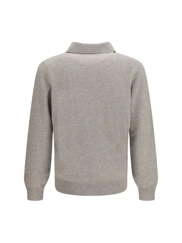 Brunello Cucinelli Mouliné Cashmere Knit Polo - Gray