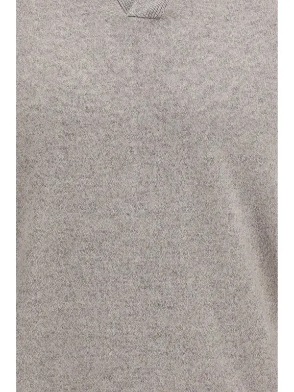 Brunello Cucinelli Mouliné Cashmere Knit Polo - Gray