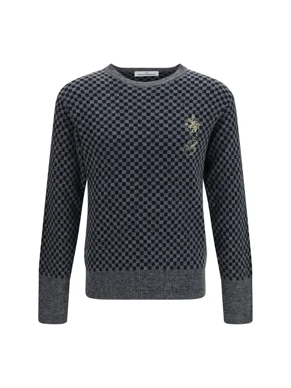 VIVIENNE WESTWOOD Checkmate Jacquard Knit Sweater - Gray