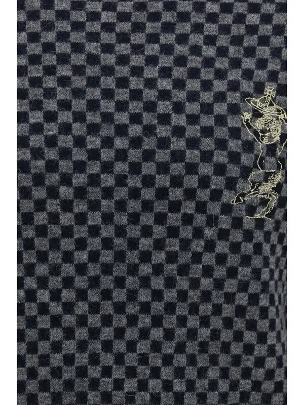 VIVIENNE WESTWOOD Checkmate Jacquard Knit Sweater - Gray