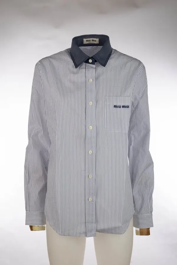 Miu Miu Striped Shirt With Pocket Detail - Multicolor
