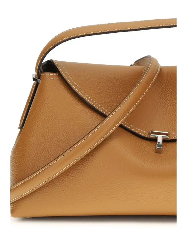 TOTEME T-lock Grained Leather Handbag - Cream