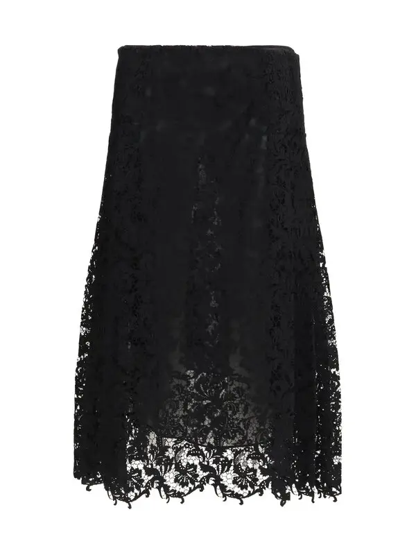 Fendi Macramé Lace Midi Skirt - Black