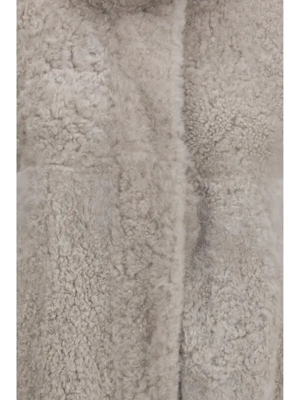 Brunello Cucinelli High-neck Shearling Jacket - Gray