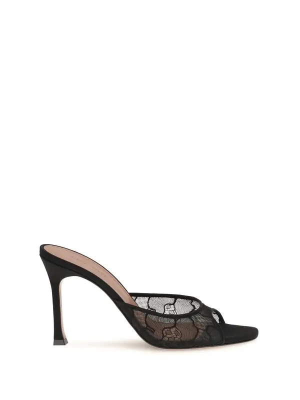 Amina Muaddi Alexa Lace Stiletto Sandals