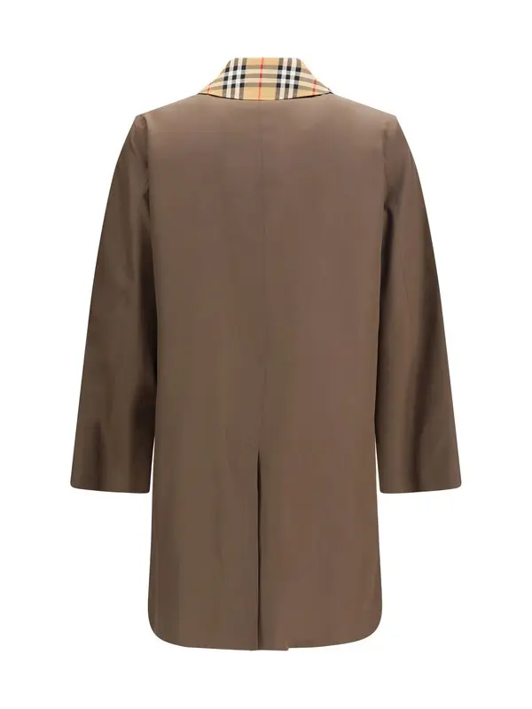 Burberry Tottenham Cotton Gabardine Coat With Check Collar