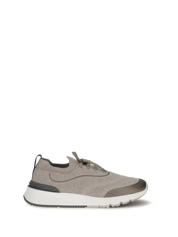 Brunello Cucinelli Techno Cotton Knit Lace-up Sneakers - Brown