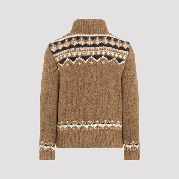 Moncler Jacquard Wool Blend Cardigan Jacket