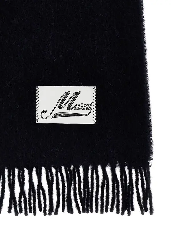 Marni Logo Patch Scarf - Blue