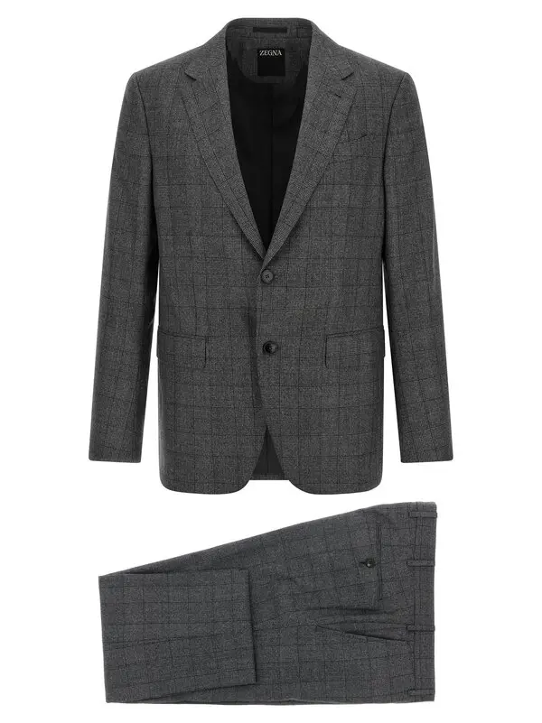 Zegna Square Flannel Dress - Gray