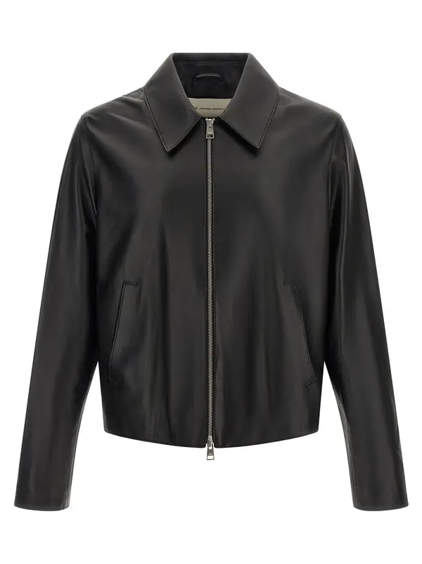 AMI Paris Leather Zip-up Jacket