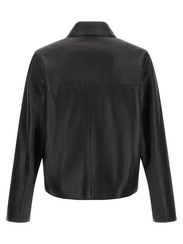 AMI Paris Leather Zip-up Jacket