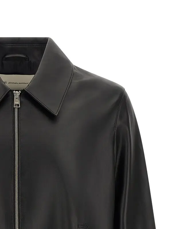 AMI Paris Leather Zip-up Jacket