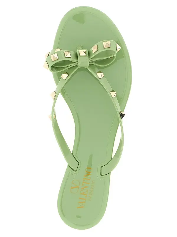 Valentino Garavani Rockstud Thong Sandals - Green