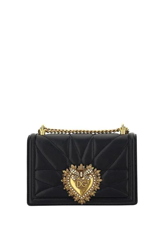 Dolce & Gabbana Medium Devotion Matelassé Nappa Shoulder Bag - Black