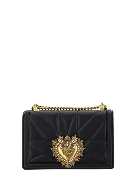 Dolce & Gabbana Medium Devotion Matelassé Nappa Shoulder Bag - Black