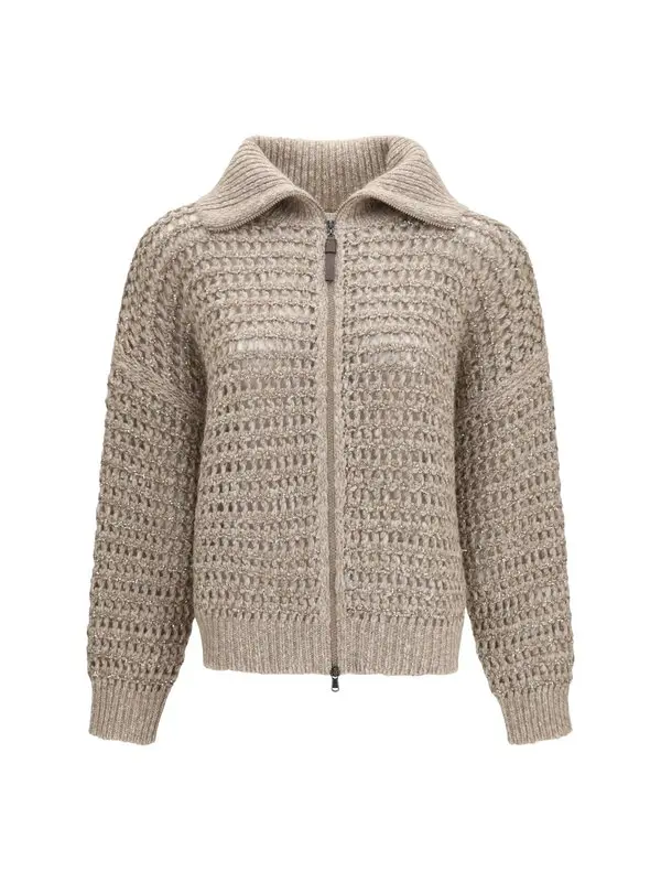 Brunello Cucinelli Ribbed Cashmere Zip-up Cardigan - Gray