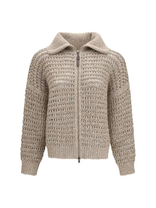 Brunello Cucinelli Ribbed Cashmere Cardigan - Gray