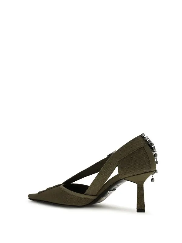 Prada Embellished Canvas Pumps