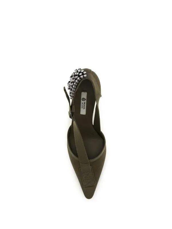Prada Embellished Canvas Pumps