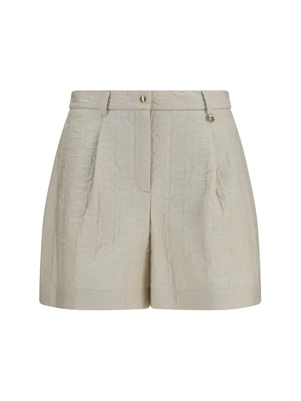 Moncler Logo Quilted Shorts - Cream