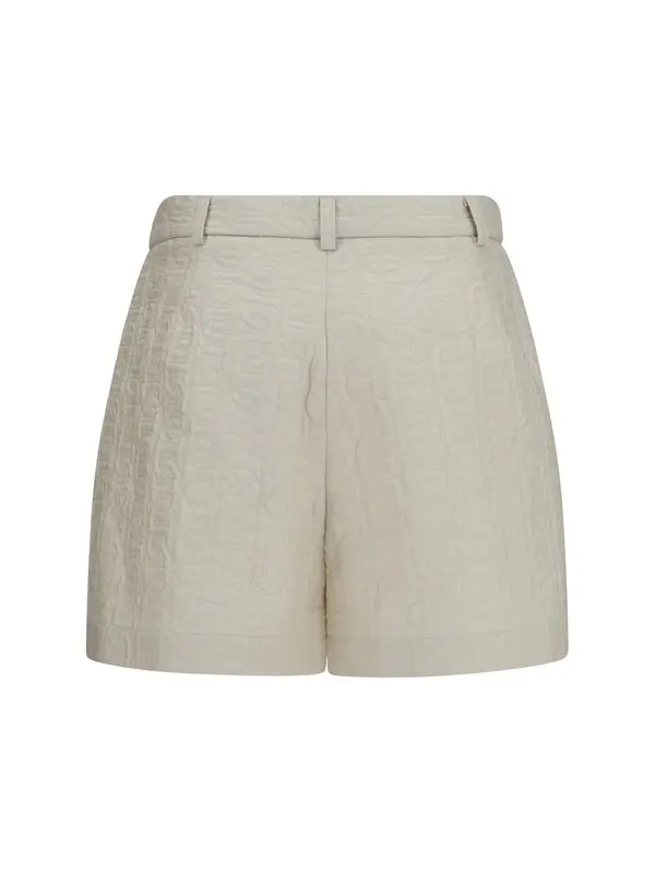 Moncler Logo Quilted Shorts - Cream