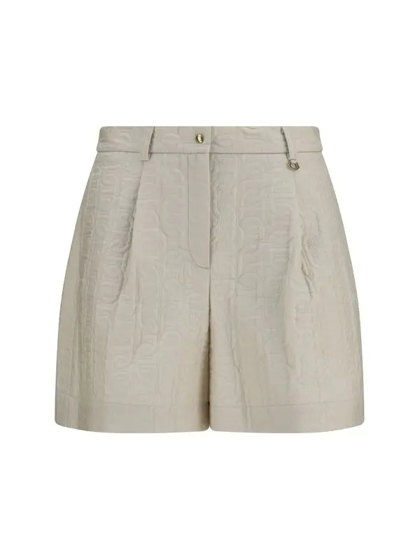 Moncler Logo Quilted Shorts - Cream