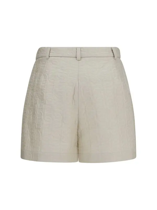 Moncler Logo Quilted Shorts - Cream