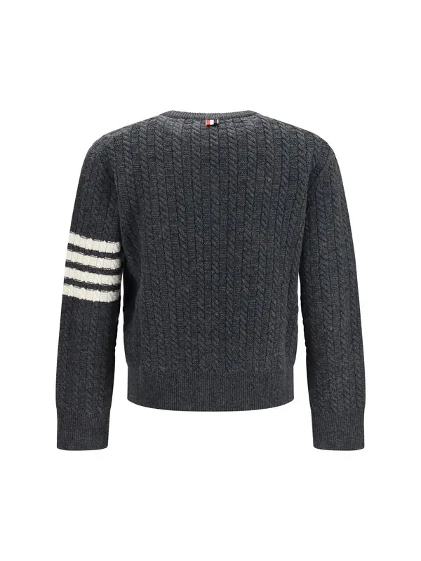Thom Browne Anchor Motif Merino Wool Sweater - Gray