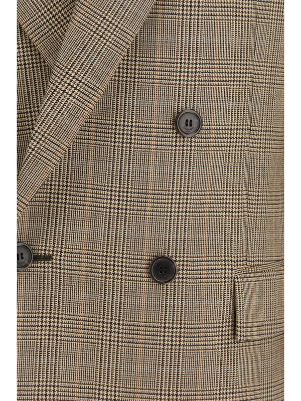 Saint Laurent Prince Of Wales Houndstooth Wool Blazer - Cream