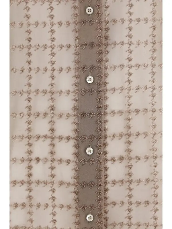 Brunello Cucinelli Checked Shirt - Cream