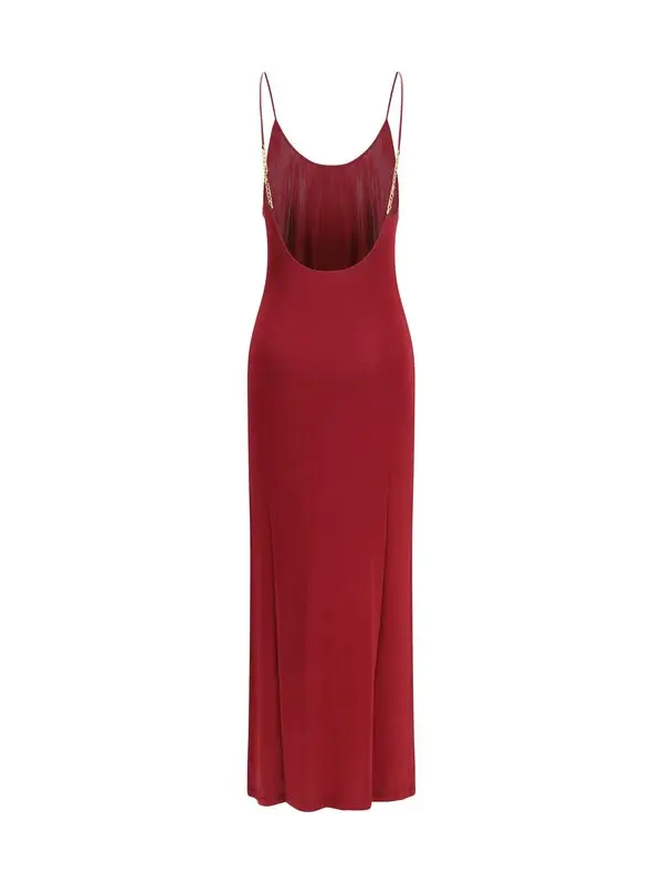 Saint Laurent Backless Knit Dress With Cassandre Chain - Multicolor