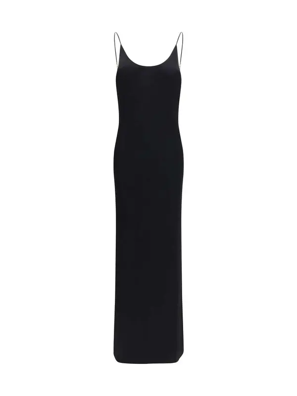 Saint Laurent Backless Knit Dress With Cassandre Chain - Black