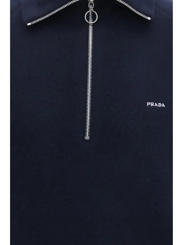Prada Half-zip Wool And Cashmere Oversized Sweater - Blue
