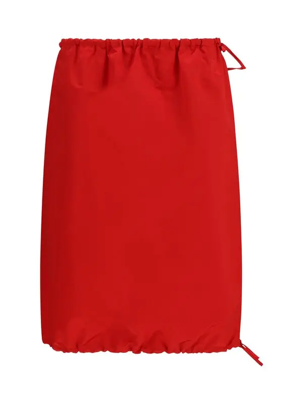 Prada Satin Midi Skirt With Drawstring - Red