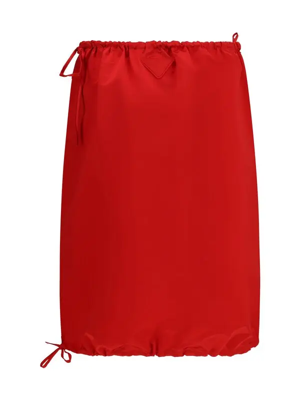 Prada Satin Midi Skirt With Drawstring