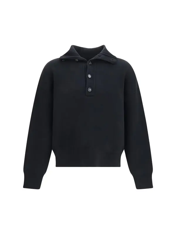 AMI Paris High-neck Buttoned Sweater - Black