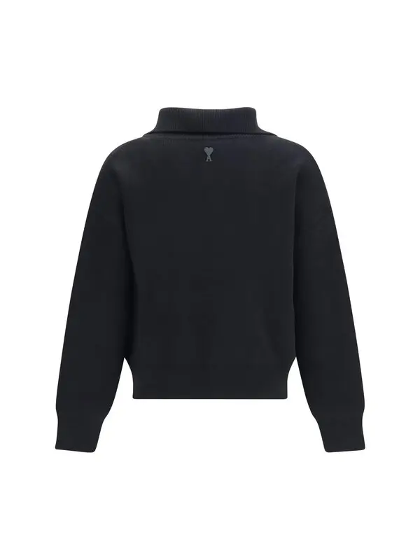 AMI Paris High-neck Buttoned Sweater - Black