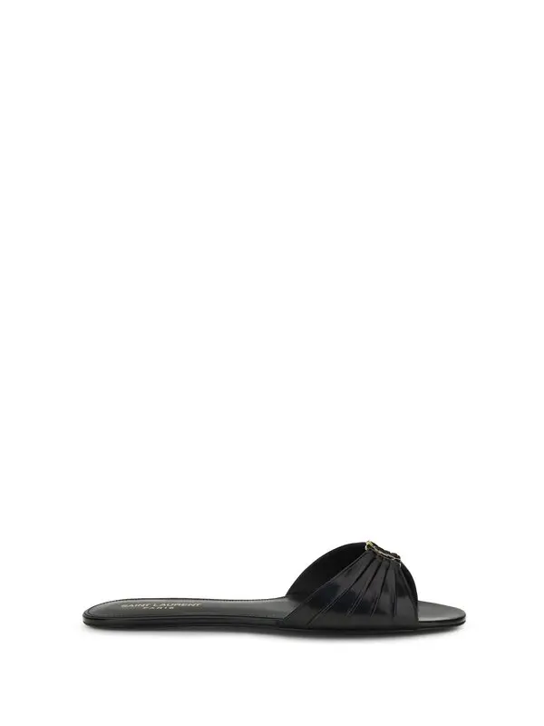 Saint Laurent Babylone Leather Sandals - Black