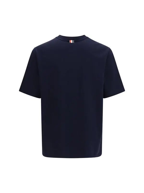 Thom Browne Colorblock T-shirt With 4-bar Detail - Gray