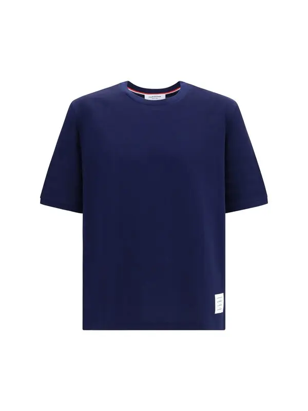 Thom Browne Jersey T-shirt With Ribbed Cuffs - Blue