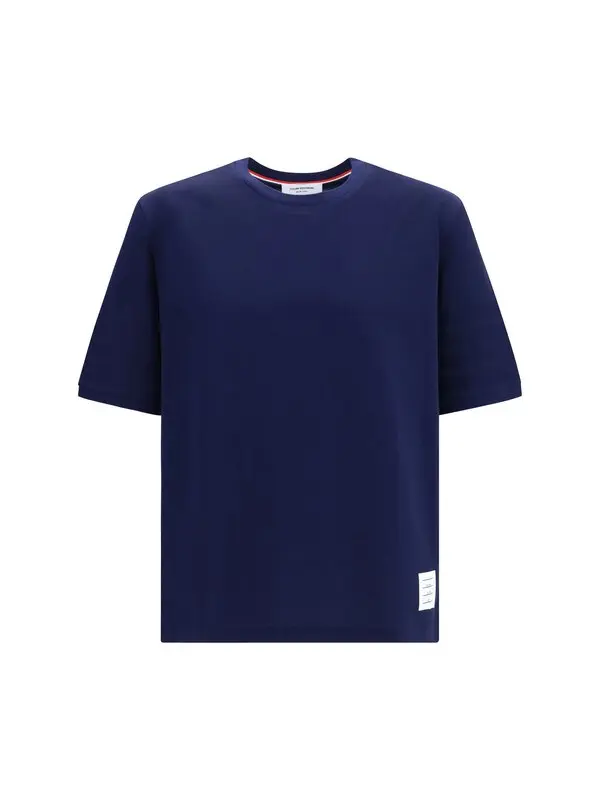 Thom Browne Jersey T-shirt With Ribbed Cuffs - Blue