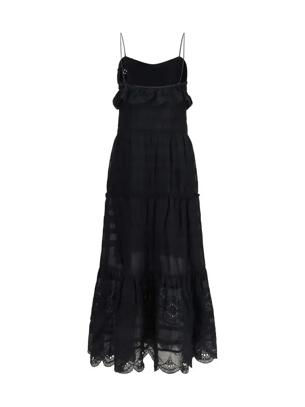 Isabel Marant Étoile Long Ruffled Dress With Mesh Details - Black