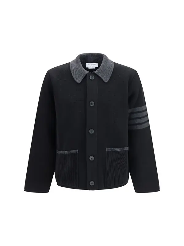 Thom Browne 4-bar Cotton Piqué Jacket - Black
