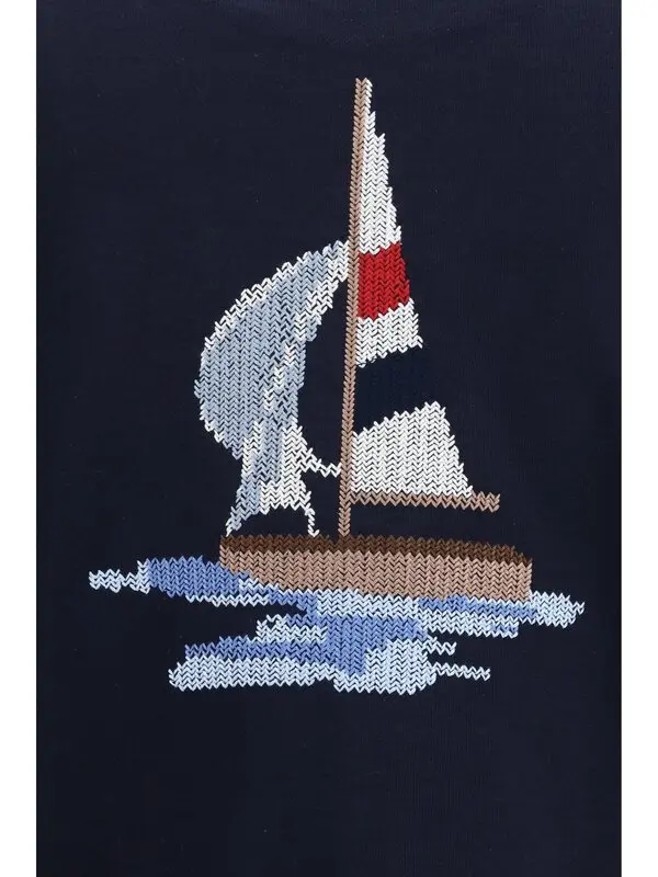 Thom Browne 4-bar Boat Cotton Cardigan