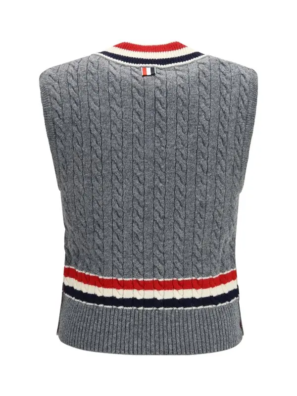 Thom Browne Cable-knit V-neck Vest