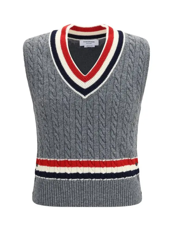 Thom Browne Cable-knit Vest - Gray