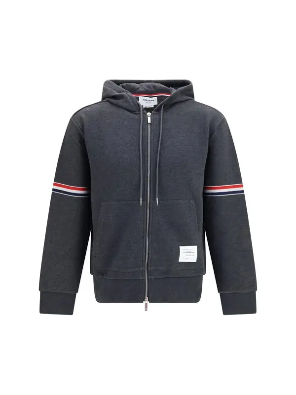 Thom Browne Loopback 4-bar Zip-up Hoodie - Gray