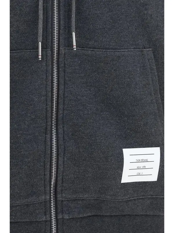 Thom Browne Loopback 4-bar Zip-up Hoodie - Gray